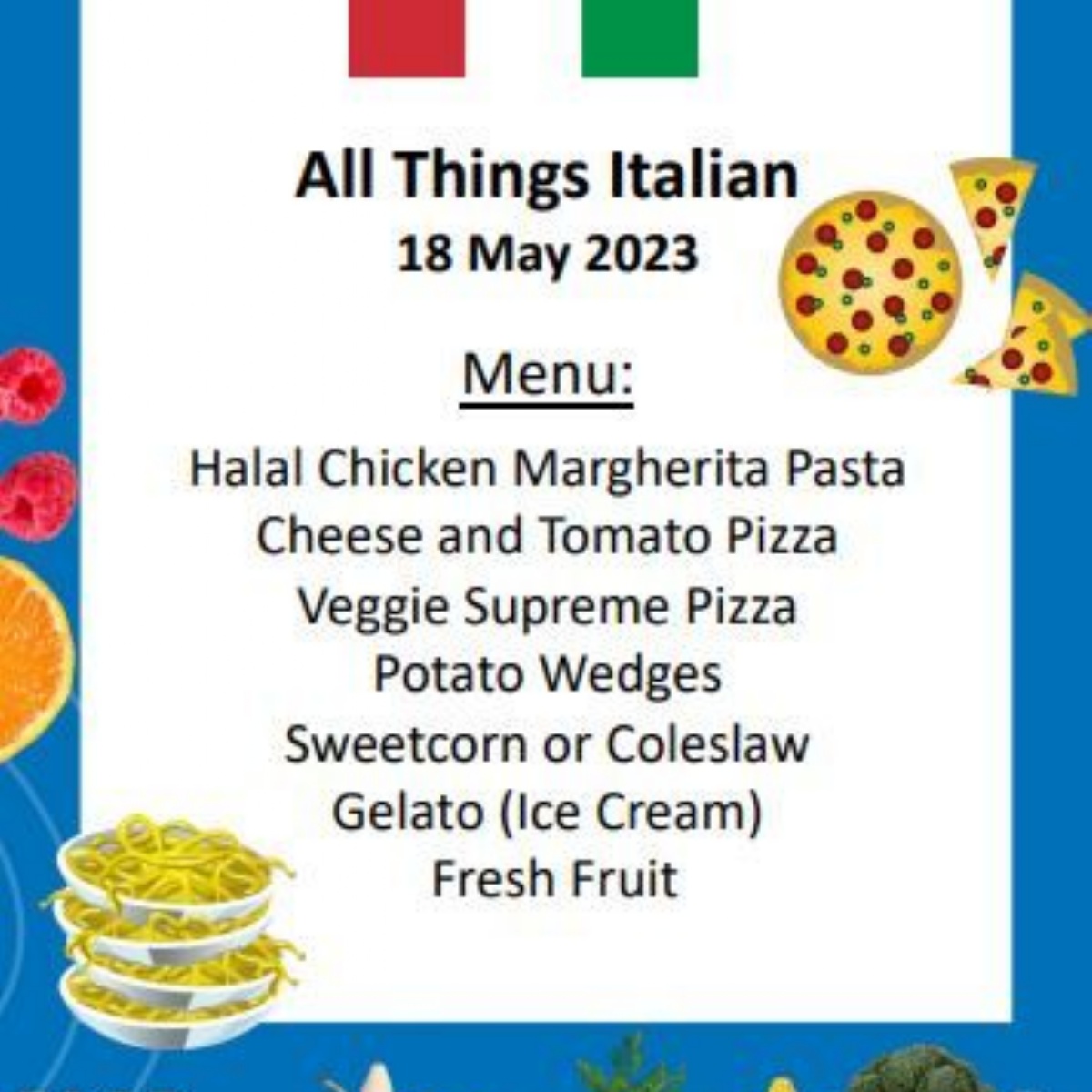 Foxfield Primary School - All Things Italian Menu