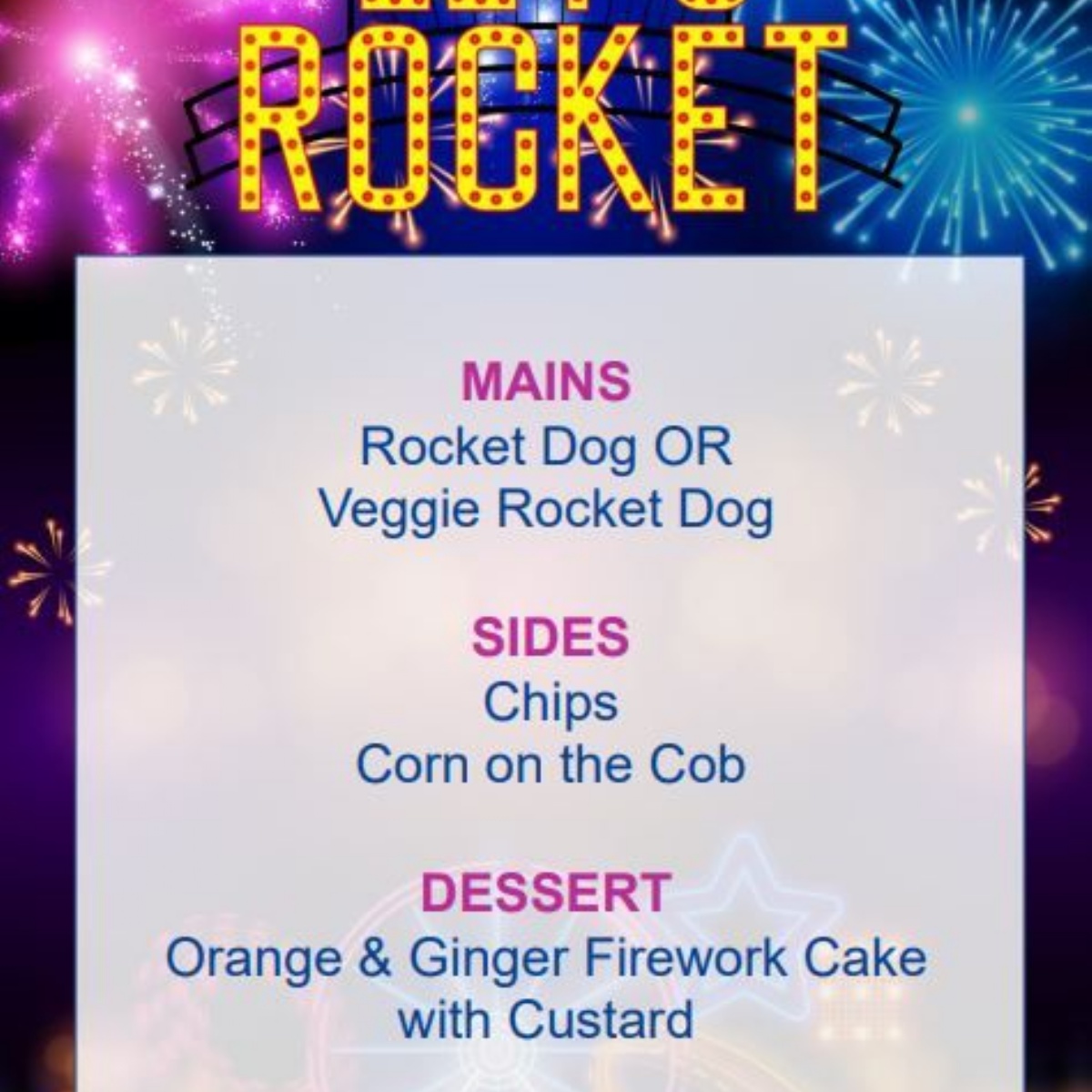 Foxfield Primary School - Let's Rocket - Theme Menu - 9th November 2023