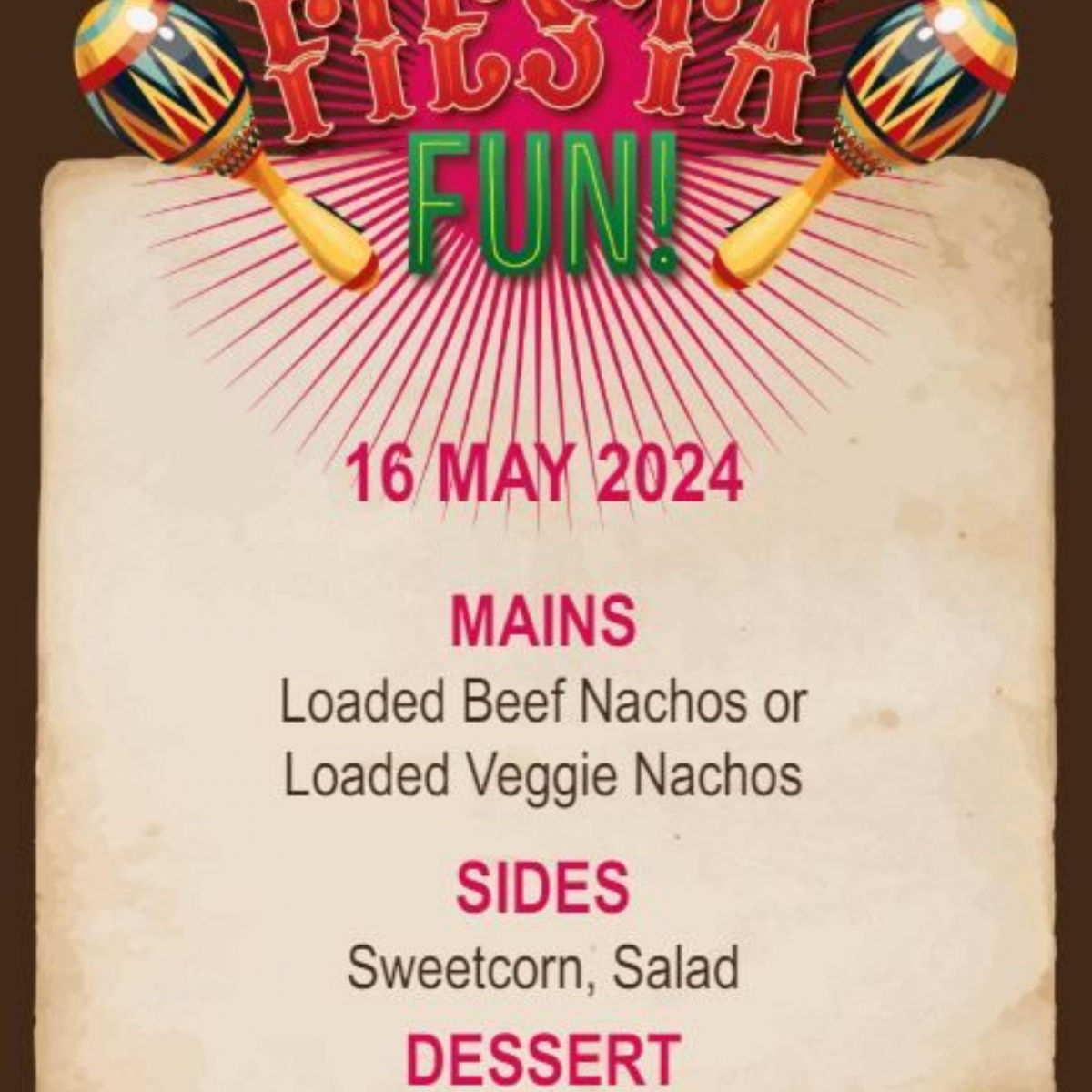 Foxfield Primary School - Fiesta Fun! - Census Day Menu - 16th May 2024