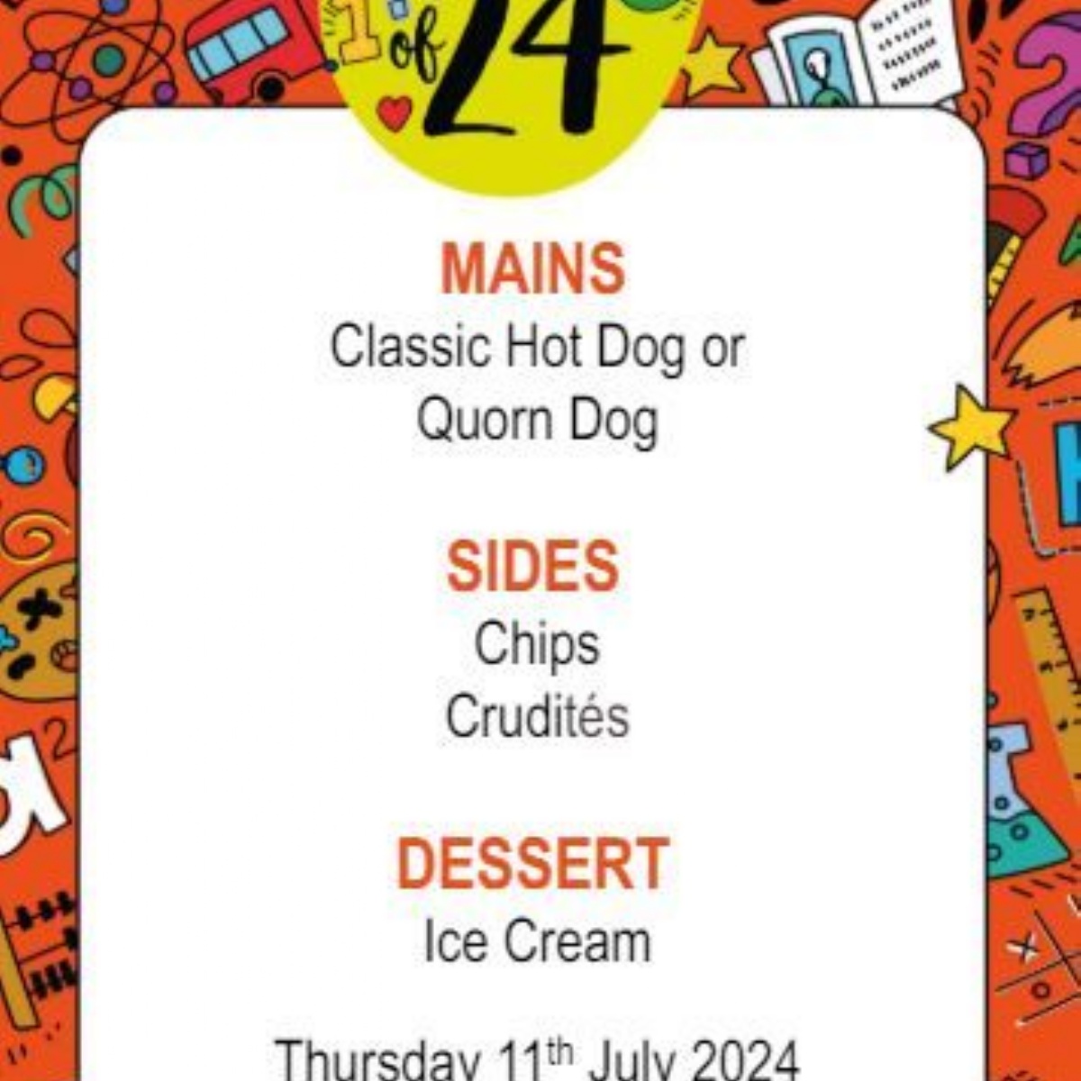 Foxfield Primary School - Class of 24 Menu - 11th July 2024