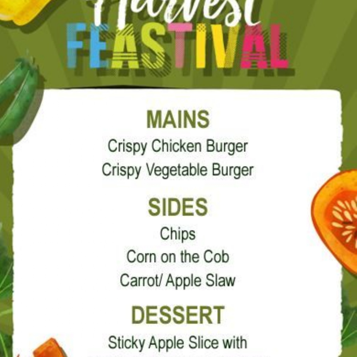 Foxfield Primary School - Harvest Festival - Theme Day Menu