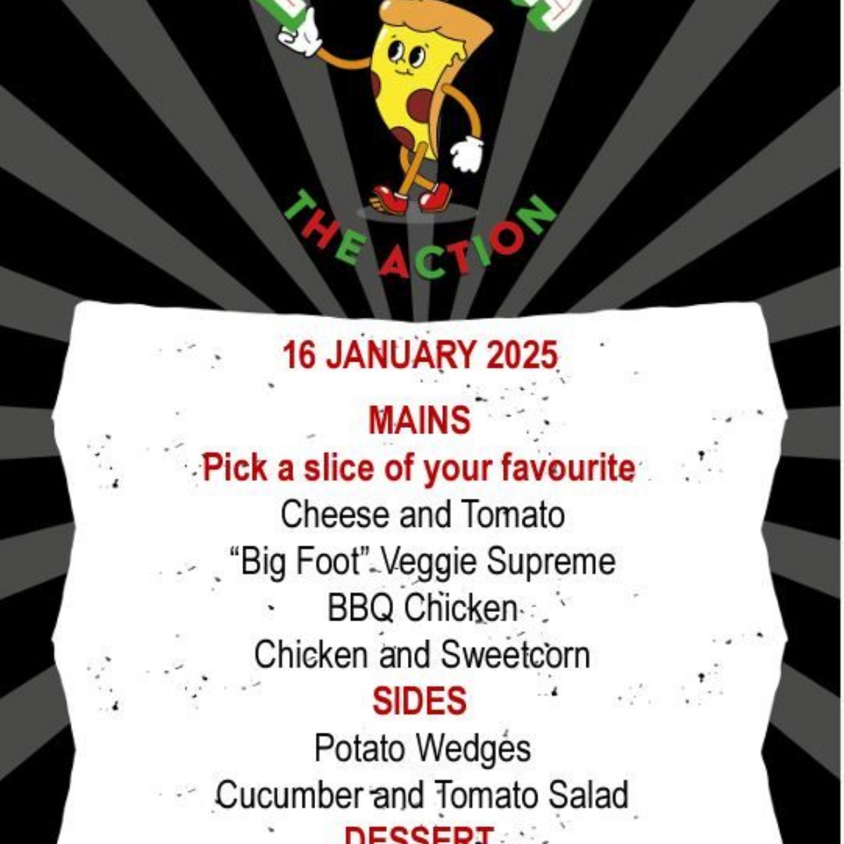 Foxfield Primary School - Pizza The Action - Theme Day Menu - 16th January
